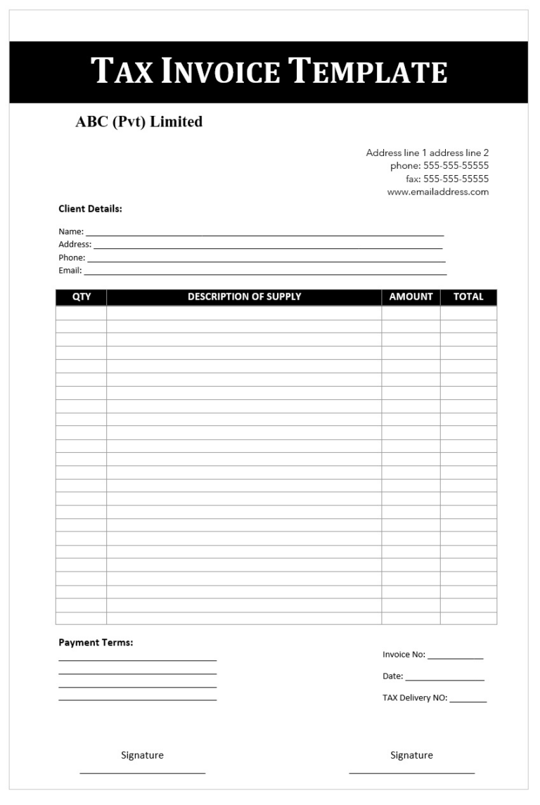 Tax Invoice Format | Free Word & Excel Templates