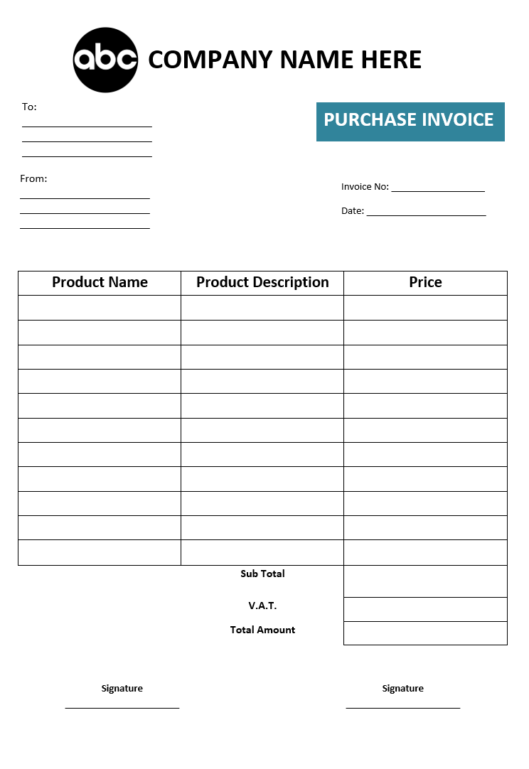 Purchase Invoice Template | Free Word & Excel Templates