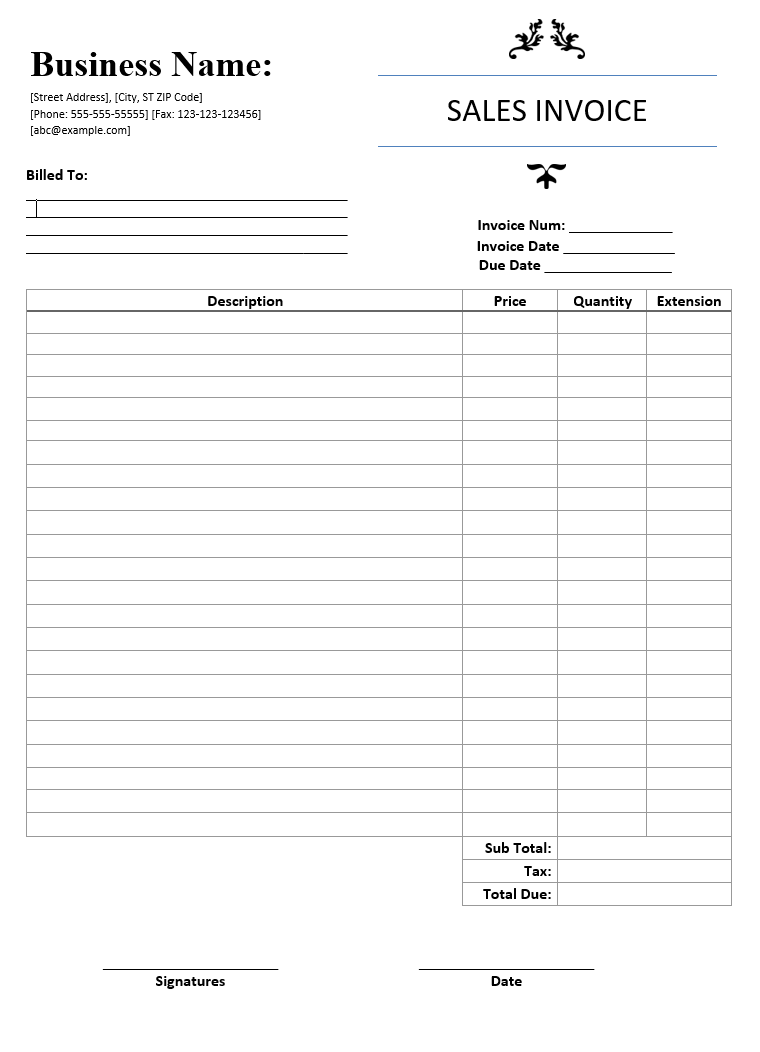 Sales Invoice Template | Free Word & Excel Templates