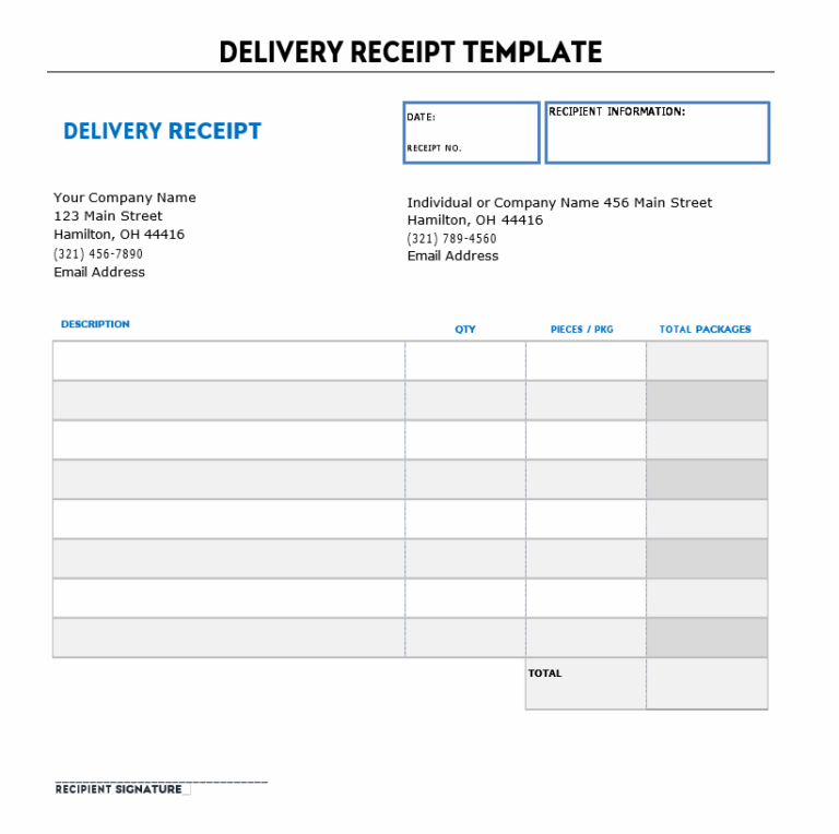 Delivery Receipt Template | Free Word & Excel Templates