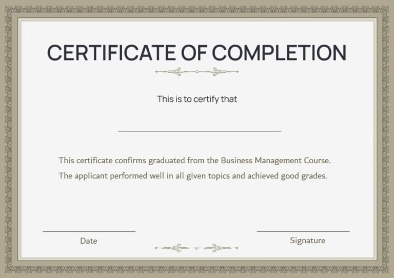 Certificate of Completion Template | Free Word & Excel Templates