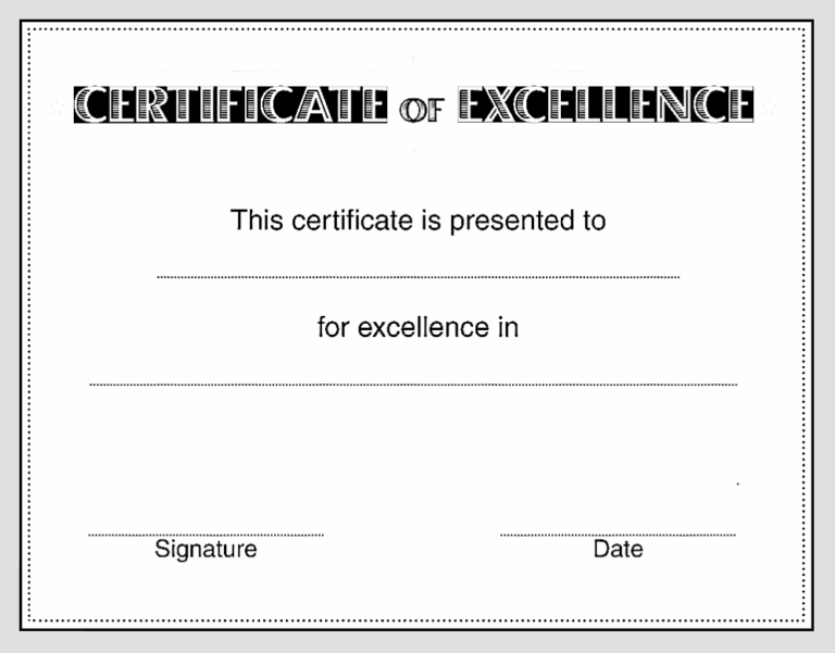 Certificate of Excellence Template | Free Word & Excel Templates