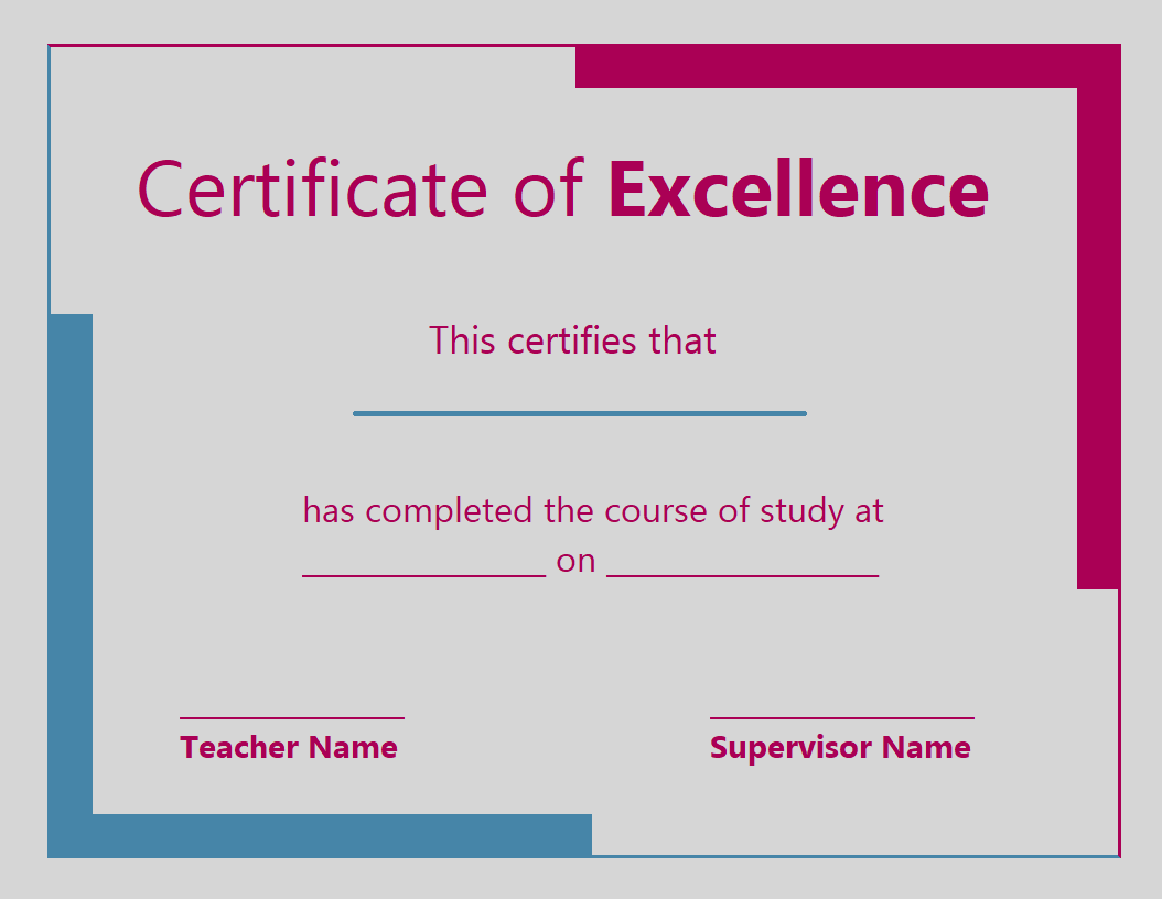 Certificate of Excellence Template | Free Word & Excel Templates