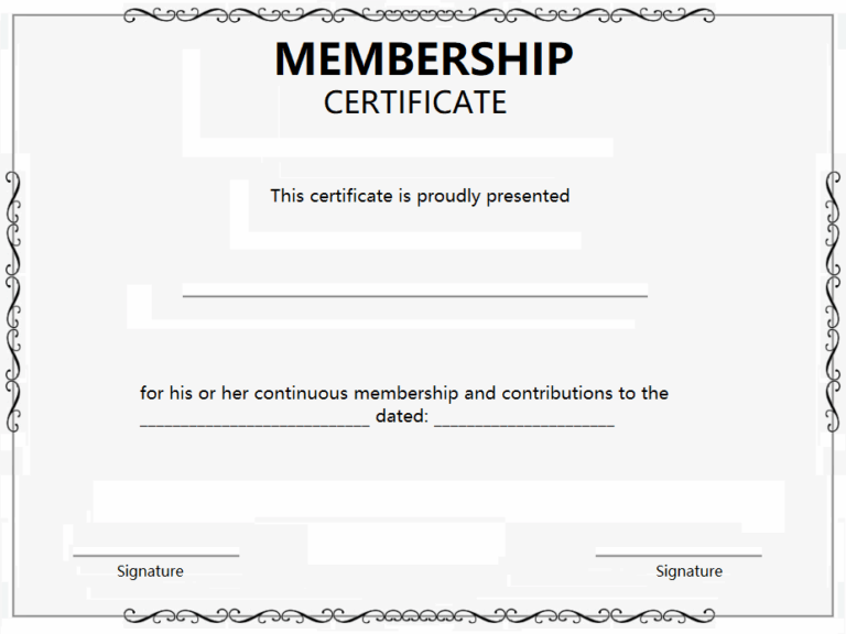 Membership Certificate Template | Free Word & Excel Templates