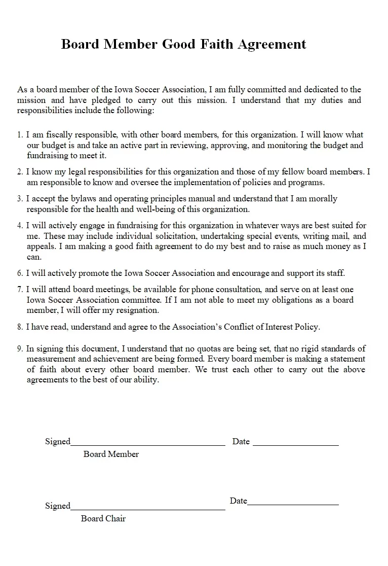 Importance of a Good Faith Agreement | Free Word & Excel Templates