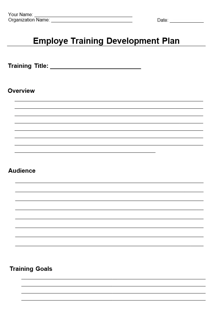 Blank Employee Training Plan Template | Free Word & Excel Templates Blank Employee Training Plan Template | Free Word & Excel Templates