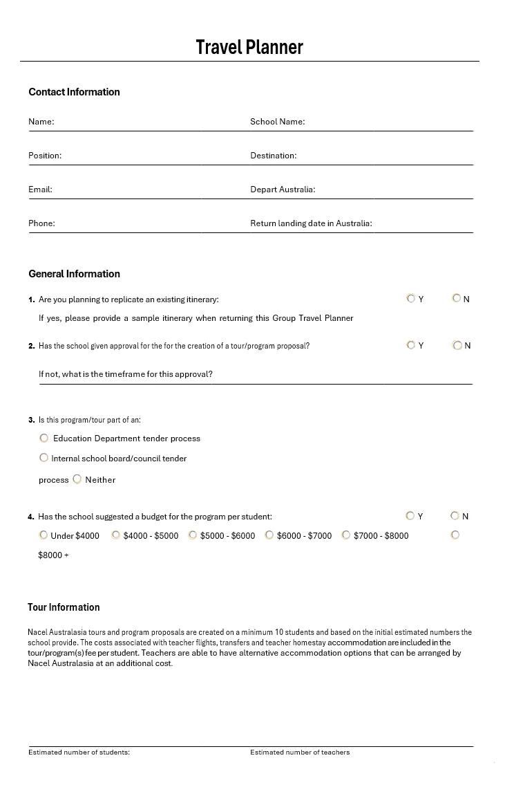 Solo Travel Planner Template | Free Word & Excel Templates