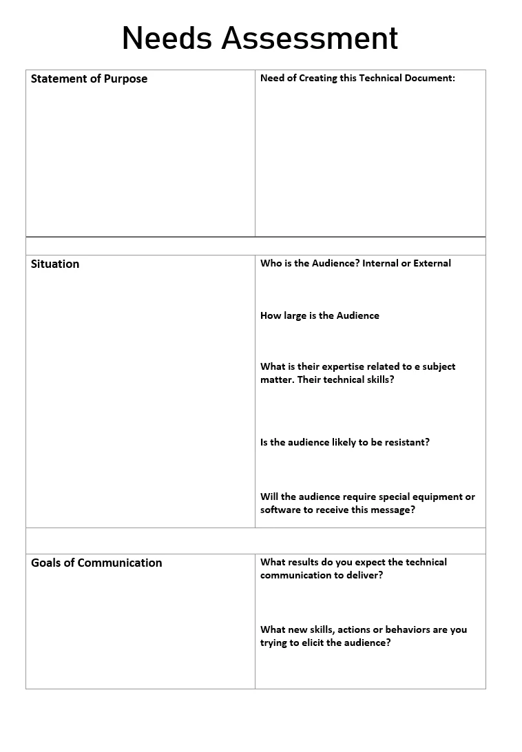 Needs Assessment Form Free Word And Excel Templates