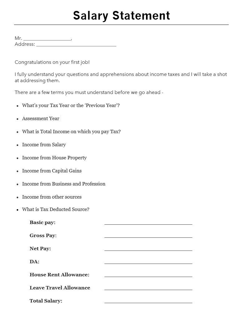 Salary Statement Example Free Word Excel Templates